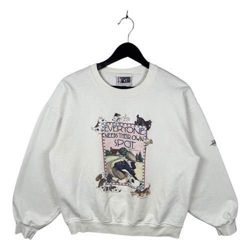 Vintage Everyone Needs Their Own Spot Dog Crewneck White Mens Medium | eBay