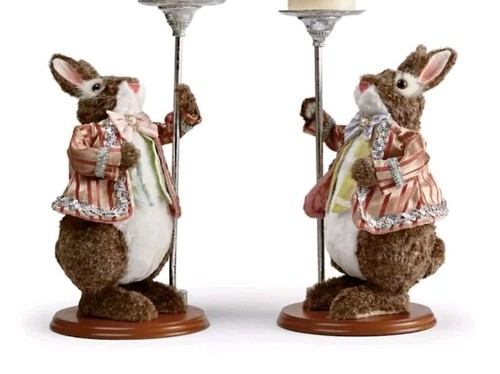RARE 2 FRONTGATE MARK ROBERTS EASTER SPRING BUNNY RABBIT CANDLE HOLDER ...