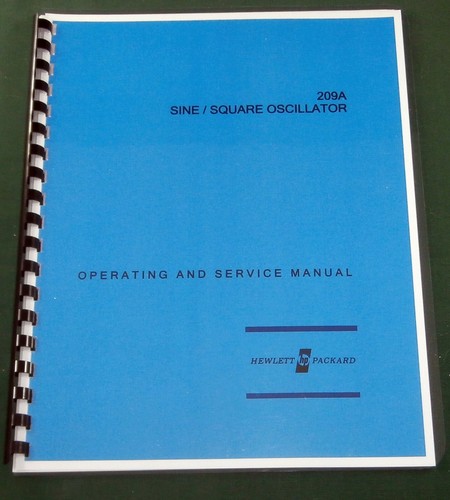 HP 209A Operating & Service Manual: w/11"x17" Schematic & Protective ...