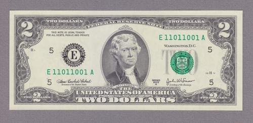 11011001 - TRUE BINARY #217 - COLLECTORS ITEM - CH. UNCIRCULATED $2 ...