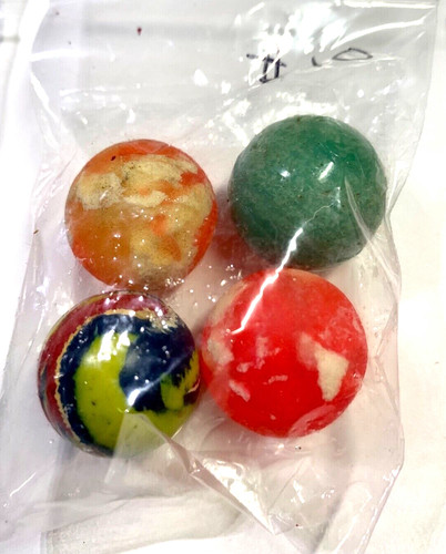 Lot of 4 Vtg 1" Rubber Super Ball Bouncy Balls Abstract Colors Neon ...