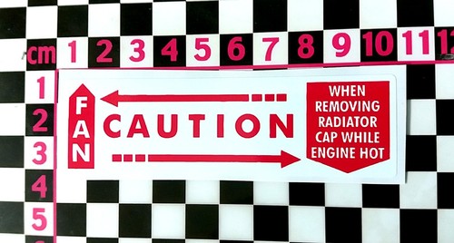 Radiator Cap & Fan Warning Sticker Academy Racing Race Car Rally Hot ...