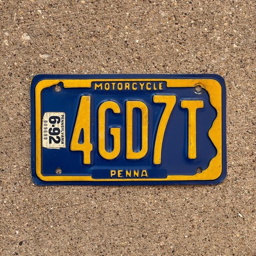1985 1992 Pennsylvania MOTORCYCLE License Plate Auto Tag State Shape 4 ...