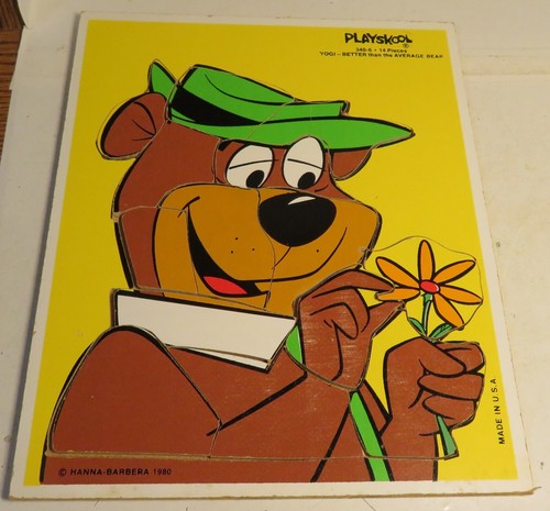 Vintage Playskool Puzzle YOGI BETTER THAN THE AVERAGE BEAR 340-6 USA 14 ...