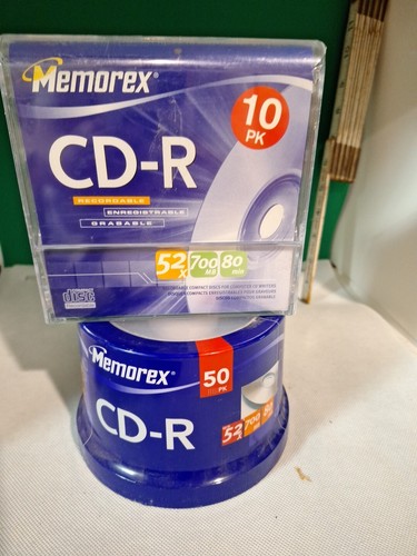 Memorex CD-R 50 Pack& 10 Pack. 52X 700Mb 80 Min Brand New Factory ...