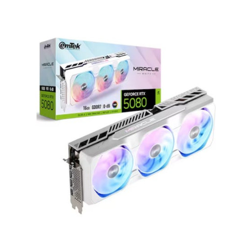 emTek GeForce RTX 5080 MIRACLE WHITE D7 16GB / Gaming Graphics Card ...