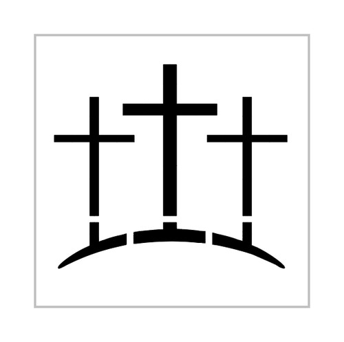 Calvary 3 Crosses Stencil 4 Inch Cross Religious Miniature Design Sheet ...