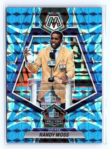 2023 Panini Mosaic Randy Moss Hall of Fame Blue React Minnesota Vikings ...