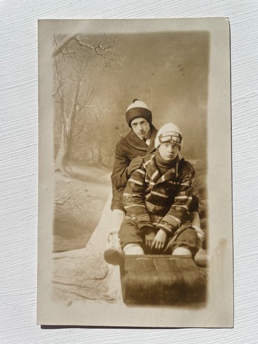 Vintage Photograph of 2 Guys on a Sled- Real Photo Postcard | eBay