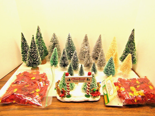 23 pc Lemax or Dept 56 or other CHRISTMAS TREE FARM arch, 20 Trees 2 ...