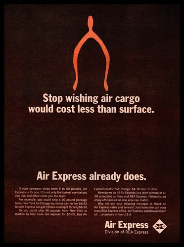 1966 Air Express Division Of REA Express Cargo Courier Wishbone Vintage ...