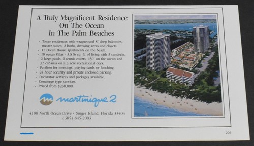 1984 Print Ad Florida Singer Island Martinique 2 4100 N Ocean Drive ...