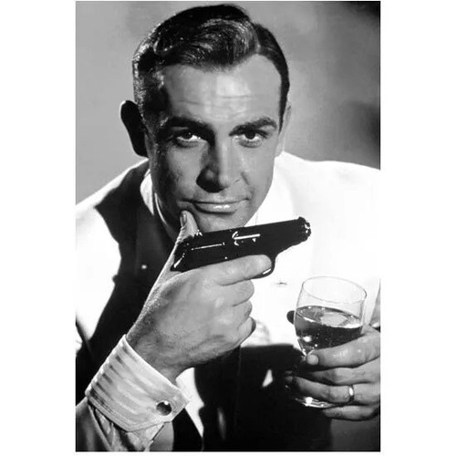 Sean Connery As Bond Seated Holding A Drink And Gun 8x10 Picture ...
