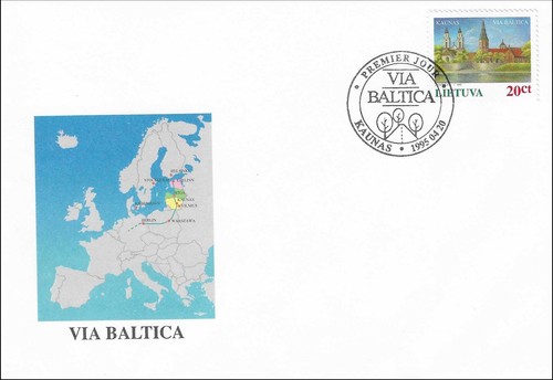 Via Baltica The Baltics Map City Kaunas Lithuania FDC Cover 1995 | eBay
