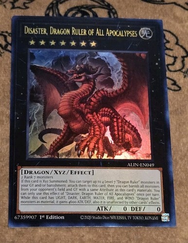 Yugioh Disaster, Dragon Ruler Of All Apocalypses ALIN-EN049 Ultra ...