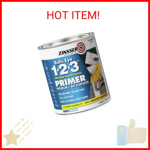 Rust-Oleum ZINSSER 1 qt 02004 White, Bulls Eye 1-2-3 Water-Based Stain ...