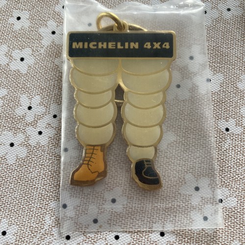 Vintage 1980s MICHELIN Man BIBENDUM Metal Enamel 4x4 Key chain Key Ring ...