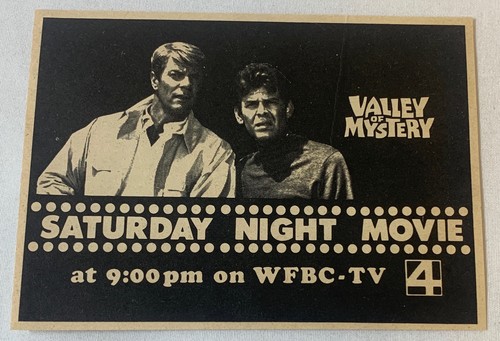 1971 WFBC tv action movie ad~ VALLEY OF MYSTERY Peter Graves, Joby ...