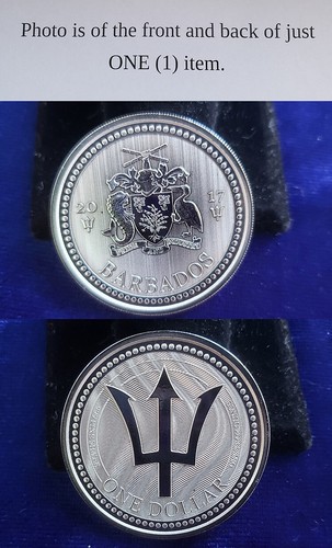 Barbados 1 Dollar 2017 Trident 1 Troy Oz .999 Fine Silver Round Coin ...