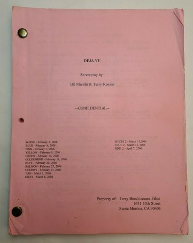 DEJA VU / Bill Marsilii 2006 Screenplay, Denzel Washington Sci-Fi ...
