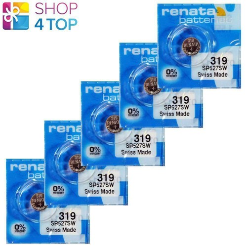 5 RENATA 319 SR527SW SR64 BATTERIES SILVER 1.55V WATCH BATTERY EXP 2026 ...