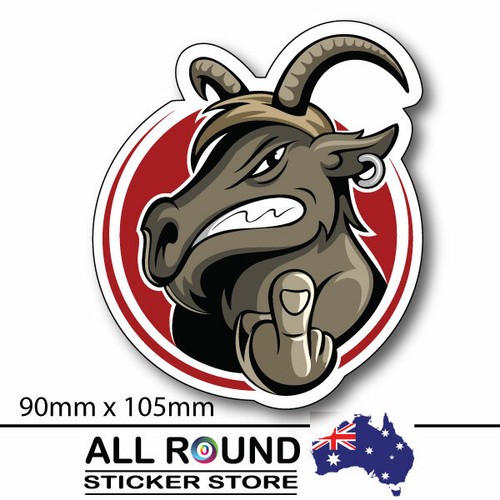 goat with rude finger Bumper sticker for car , laptop, fridge, window ...