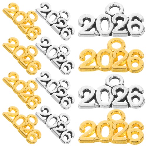 100 Pcs Charms for Jewelry Making 2026 Year Signet Alloy Keychain ...