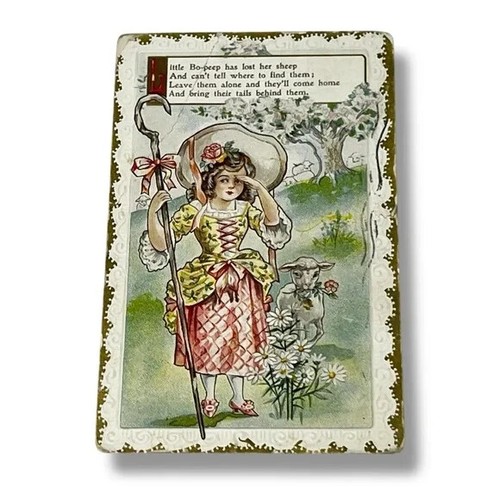 Postcard Little Bo Peep Nursery Rhyme Embossed c1911 Divided Back Card ...