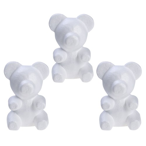 3 Pieces Craft Bear Shape Flower Diy White Modeling Polystyrene Forms ...