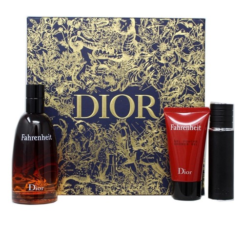DIOR FAHRENHEIT 3 PIECE GIFT SET FOR MEN EAU DE TOILETTE NATURAL SPRAY ...