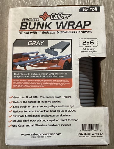 Caliber Seamless Bunk Wrap Gray 16’ Roll 4 Endcaps & Stainless Hardware ...