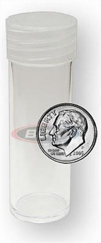 Lot of 50 BCW Round Clear Plastic Dime Size Coin Storage Tubes w/ Screw ...