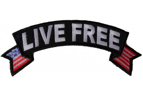 LIVE FREE US FLAG ROCKER SMALL 4 X 1 1/2 EMBROIDERED IRON ON PATCH | eBay