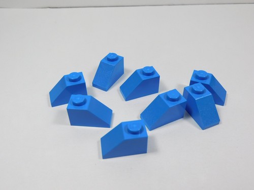 LEGO 8 Dark Azure Blue 2x1 Slope Bricks P3 | eBay