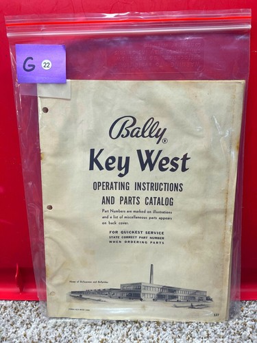 Key West Pinball Operating Instructions Parts Catalog Manual ORIGINAL ...