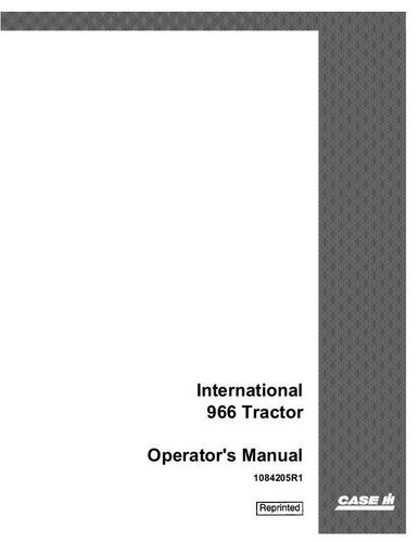 CASE IH 966 INTERNATIONAL TRACTOR SN 17000 & AFTER OPERATOR`S MANUAL | eBay