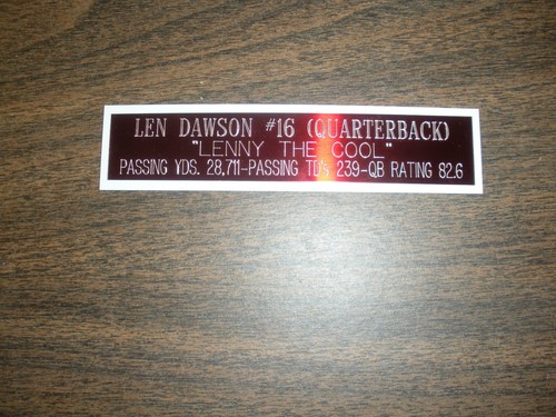 LEN DAWSON (CHIEFS) CAREER NAMEPLATE FOR SIGNED BALL CASE/JERSEY CASE ...