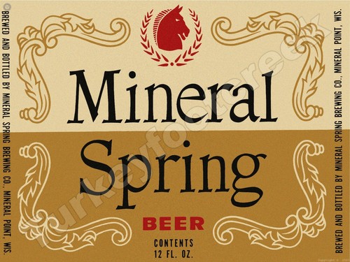 1950's Mineral Spring Beer Label 9" x 12" Metal Sign | eBay
