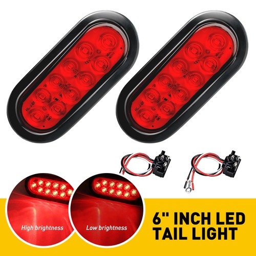 Inch 2X 6" Red 10LED Oval Clear Reverse Tail Backup Trailer Light w ...