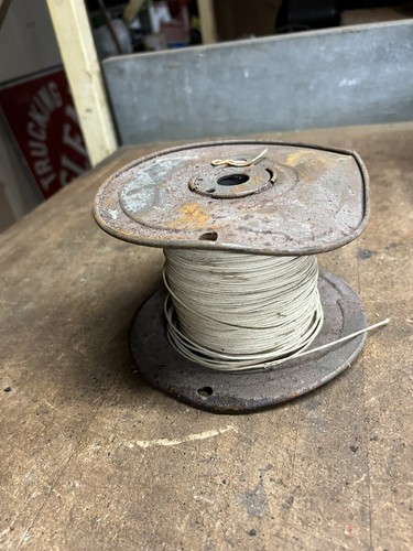 New NOS Western Electric Telephone White Cloth Wire Cable Cord Spool 2 ...