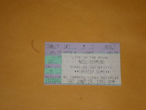 Neil Diamond Ticket-1993-"Sweet Caroline"-Carrier Dome-Syracuse,NY | eBay
