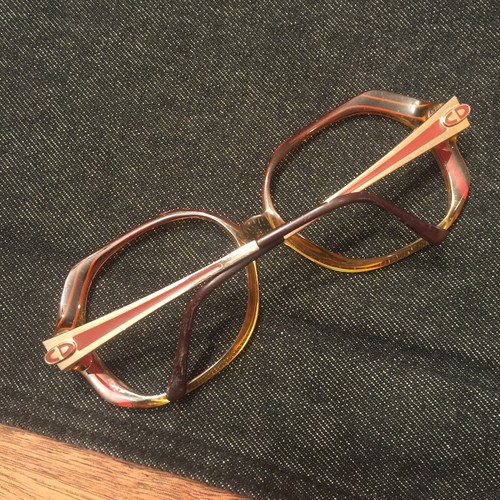 VTG CHRISTIAN DIOR CD Oversize Amber Cinnabar Gold tone Big Eye GLASSES ...