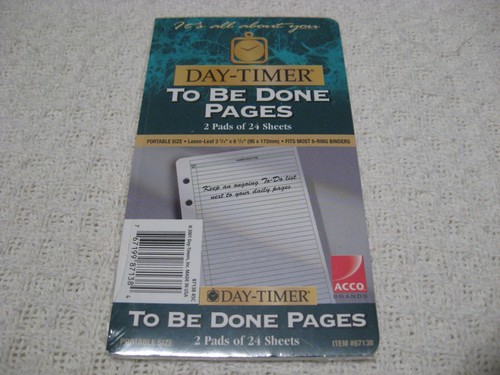 2001 Day-Timer Portable Size 3 3/4" x 6 3/4" Refill Pages (2 pads of 24 ...