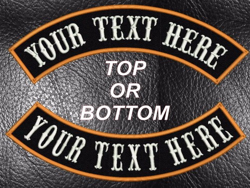 CUSTOM EMBROIDERED ROCKER PATCHES 13" MC TOP OR BOTTOM MOTORCYCLE CUT ...
