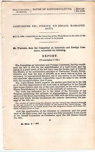 Two Reports: Light at Pollock Rip Shoals in MA, & Light in Maumee Bay ...