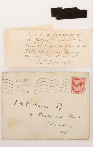 Flown Fragment from Zeppelin L33 - Used by Germans to Bomb London 1916 ...