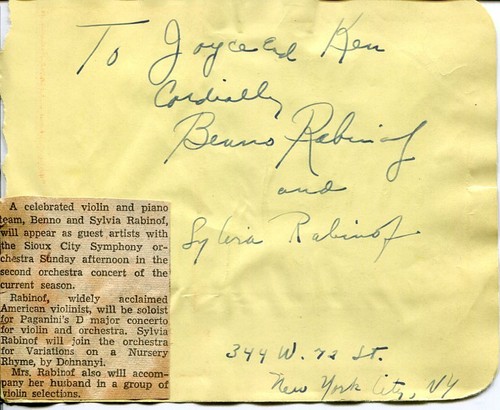 Benno Rabinof and Sylvia Rabinof Violin Piano Classical Duo Signed ...