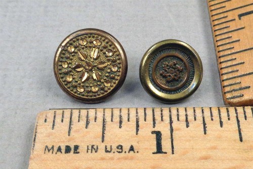 Lot of 2 ANTIQUE BUTTONS, Brass JACKSONIAN Cousins, Different Images ...