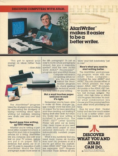 Vintage 1984 Ad for Atariwriter Word Processor featuring Alan Alda | eBay