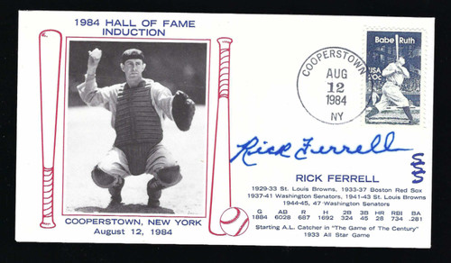 Rick Ferrell signed cover Browns, Red Sox, Senators Baseball Hall of ...